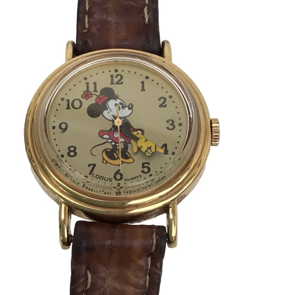 Vtg 60s Disney Gold Tone Lorus Minnie Mouse Watch Bro… - Gem